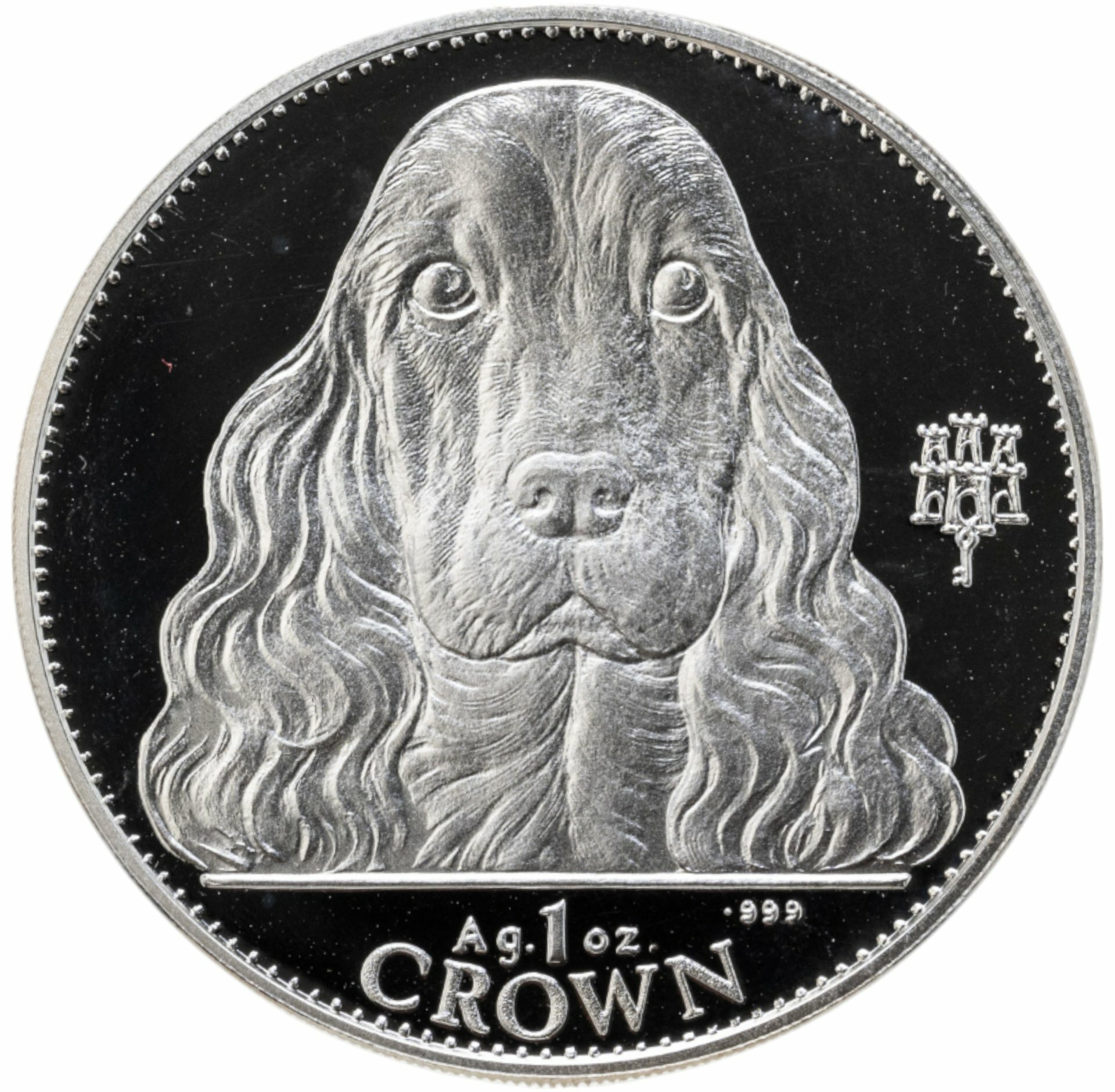 Гибралтар 1 крона 1992 Proof "Собака Кокер Спаниель" в футляре, Серебро 999
