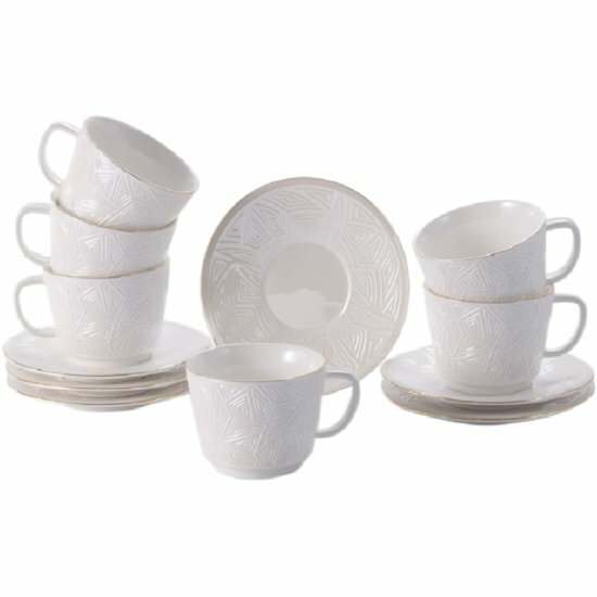 Чайный набор Jewel Опал 12 предметов, на 6 персон, фарфор (ПС0004-14)