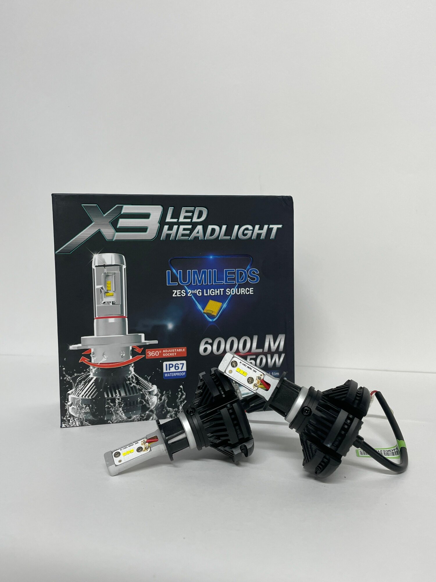 H3 / Автомобильные светодиодные лампы, H3, 50W, 6000 Lm, 12 вольт, с радиаторным охлаждением, X3 Led Headlight ZES, ИКС ТРИ, TG (2 шт. / комплект)