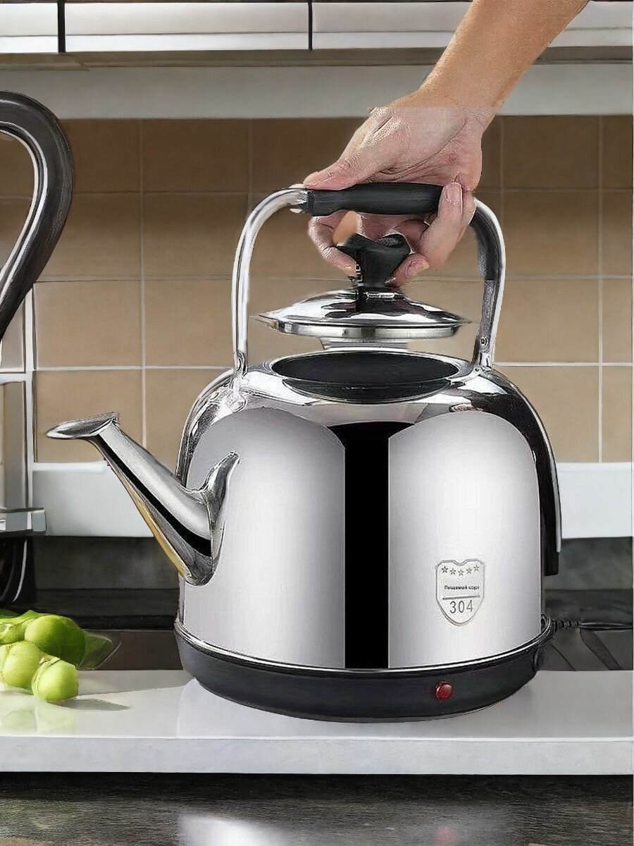 Электрический чайник DFQ5, с автоматическим подогревом, 5 литров, серебристый, черный