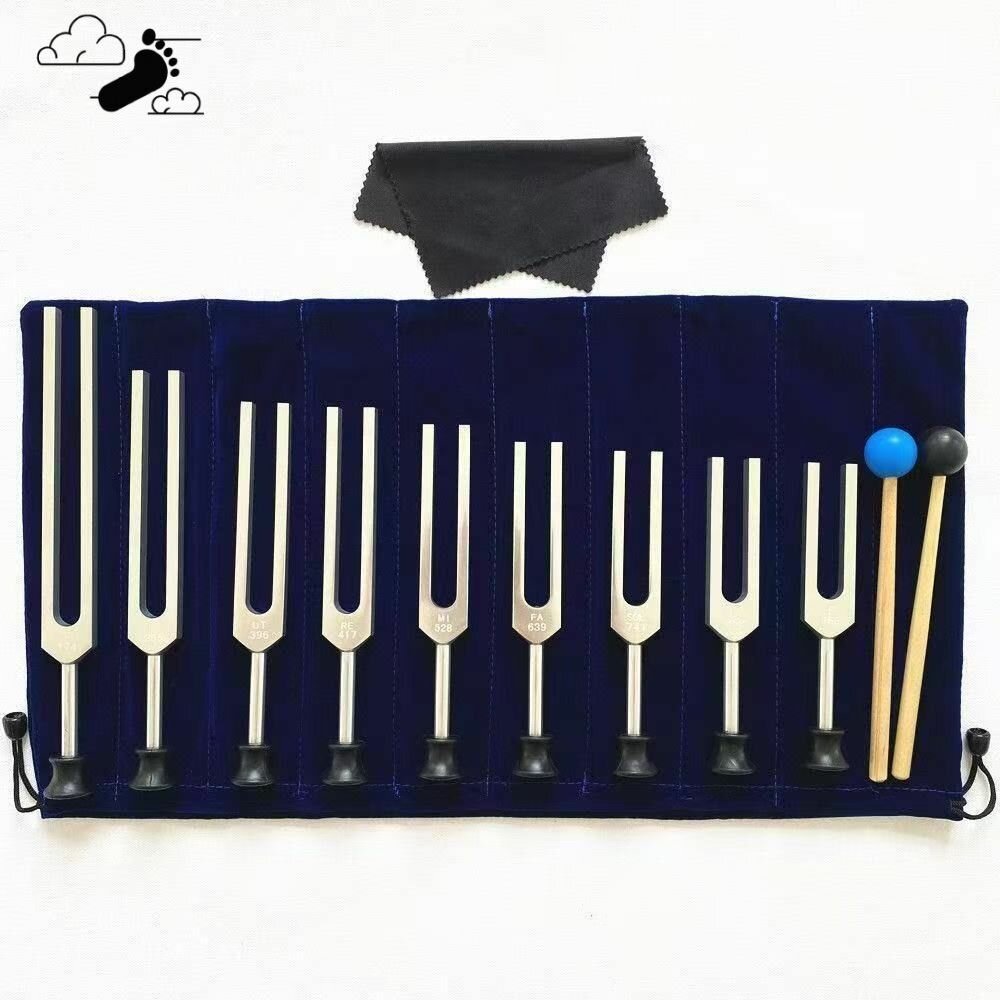 Камертон 174 Гц-963 Гц серебристый + основание (9 шт. + пакет)