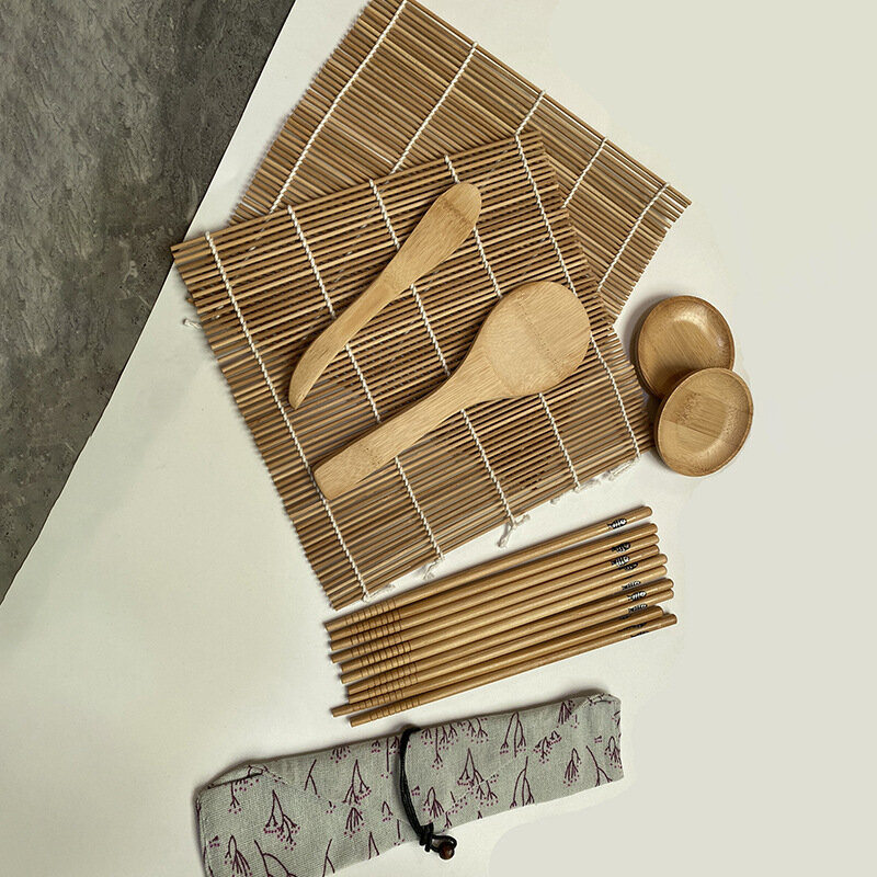 Креативные инструменты для приготовления суши, коврик для раскатки, бамбуковый нож, ложка для риса, набор из 4 предметов, форма для рисовых шариков, DIY, свободная комбинация