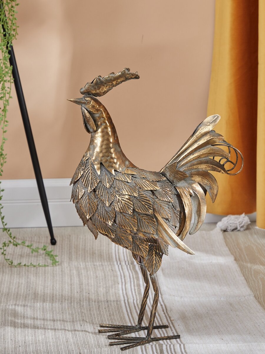 Настольный декор Glasar "Петух" 57-236, железо, 32x16x50 см, золотистый