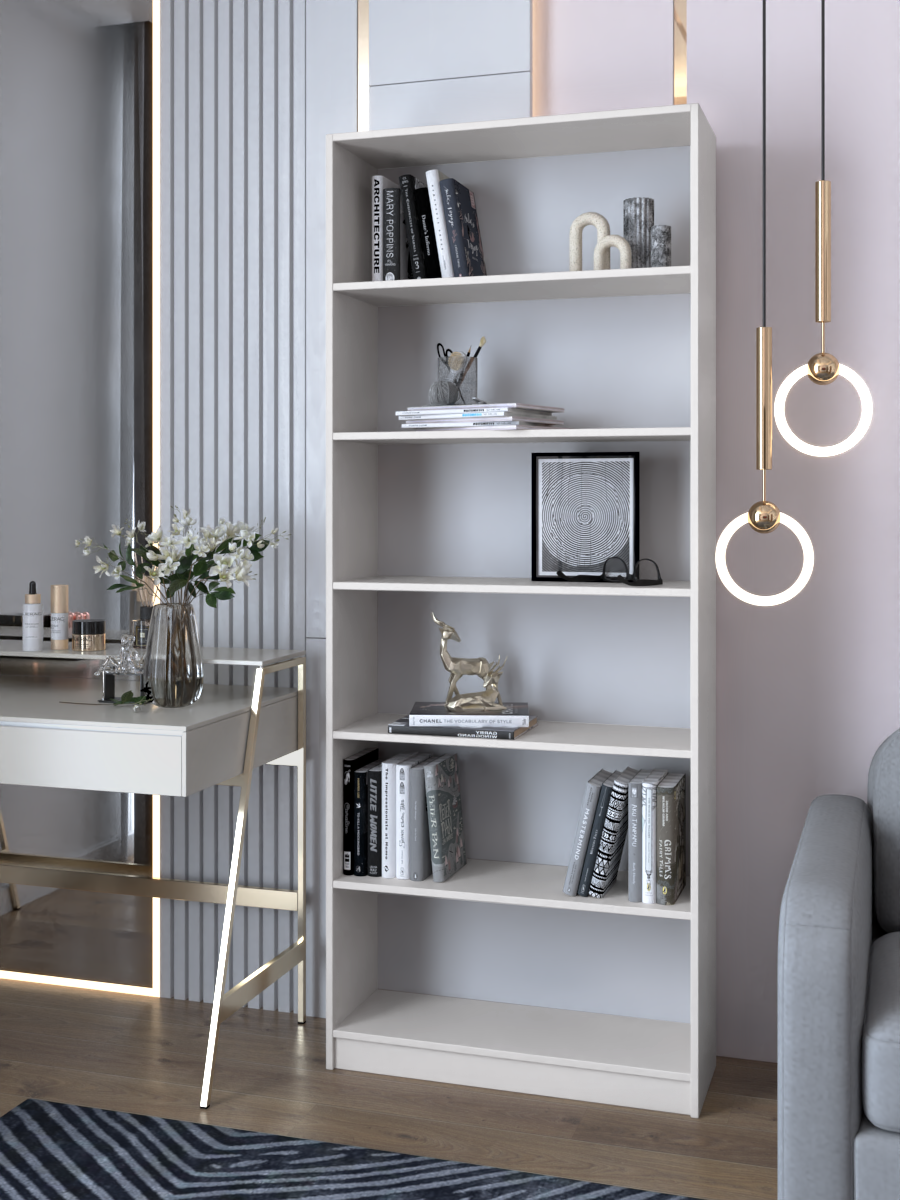 Стеллаж Билли деревянный напольный 80 х 202 х 28 см белый ЛДСП