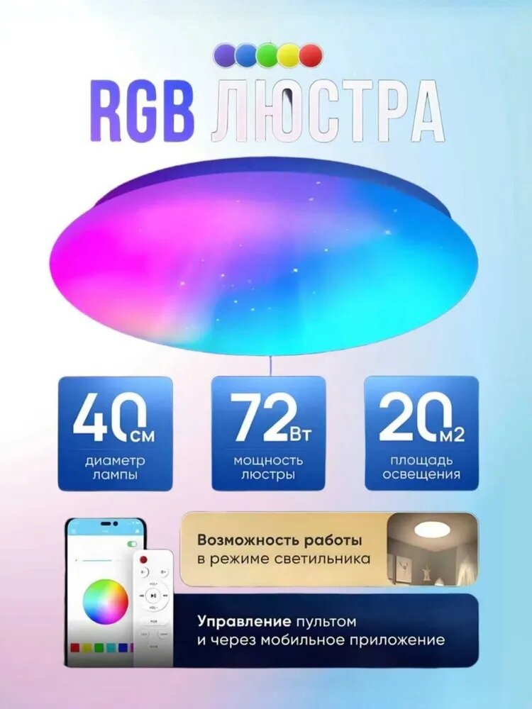 Люстра, Без цоколя, 72 Вт