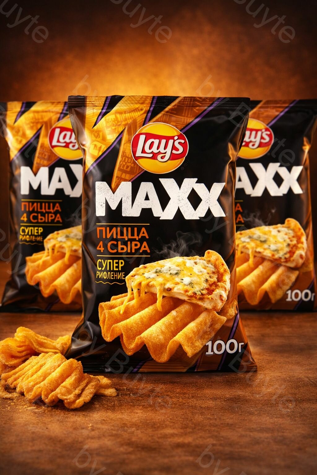 Чипсы картофельные LAY'S/ Лейс Махх Пицца 4 сыра, 3 по 100г