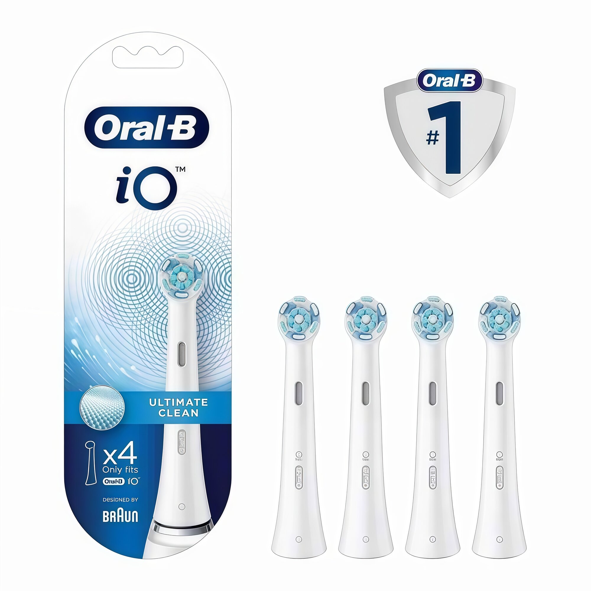 Сменные насадки для электрической зубной щетки Oral-B iO Ultimate Clean для взрослых, белые, 4 шт.