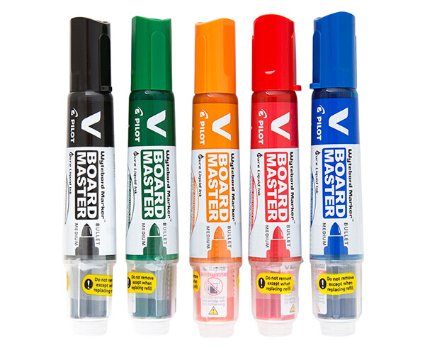 Набор маркеров PILOT V-Board Master [WBMA-VBM-M-S5] из 5 цветов (черный, синий, красный, зеленый, оранжевый)