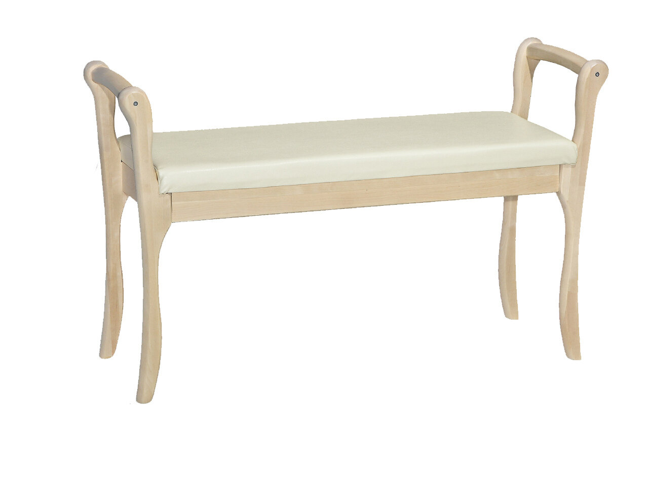 Скамья для прихожей Мебелик с подлокотниками Мягкая экокожа крем, каркас лак