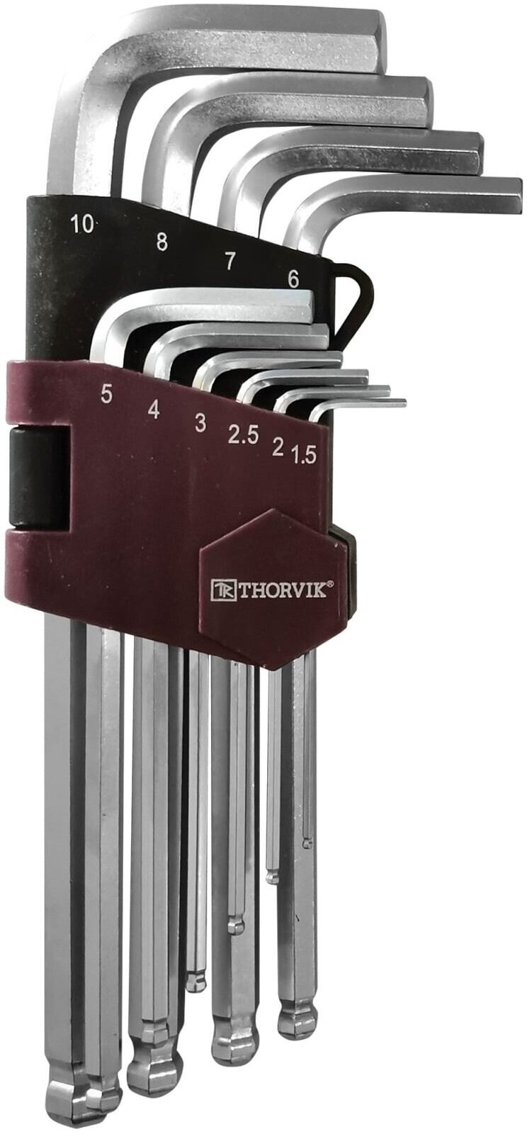 Thorvik Набор ключей торцевых шестигранных с шаром, H1.5-H10, 10 предметов HKB10S Thorvik