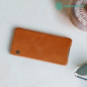 Чехол на Huawei P30, кожаный Nillkin QIN Series, коричневый