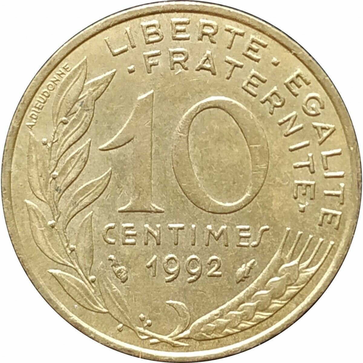 10 сантимов 1992 Франция из оборота
