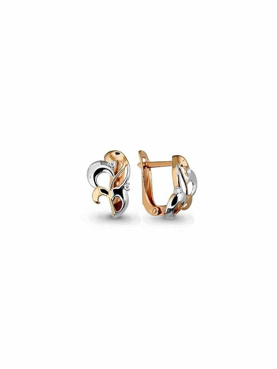 Серьги, красное золото, 585 проба, фианит
