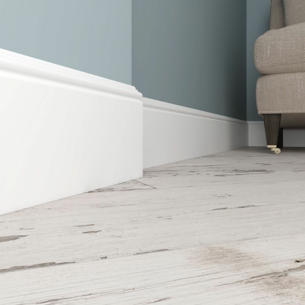 Плинтус Ultrawood Base 5011 w (Белый-Крашенный) Д2000хВ165хТ14 мм / Ультравуд.