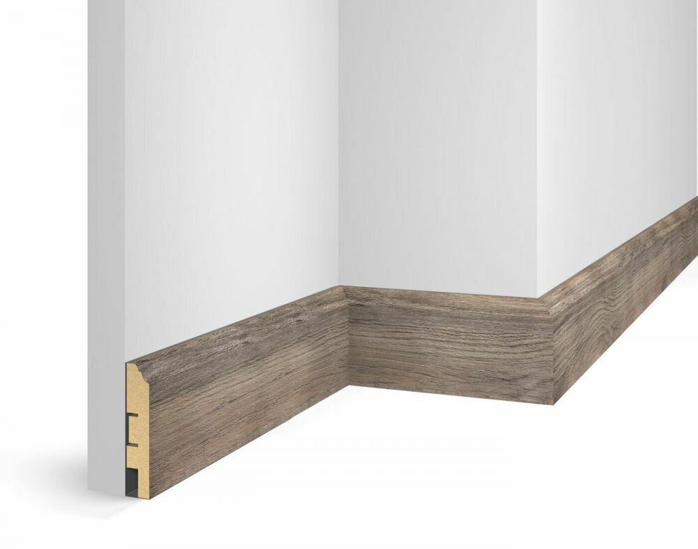 Плинтус Cosca WP07 Экошпон, Дуб Лацио В80хШ16хД2400 мм / Коска.