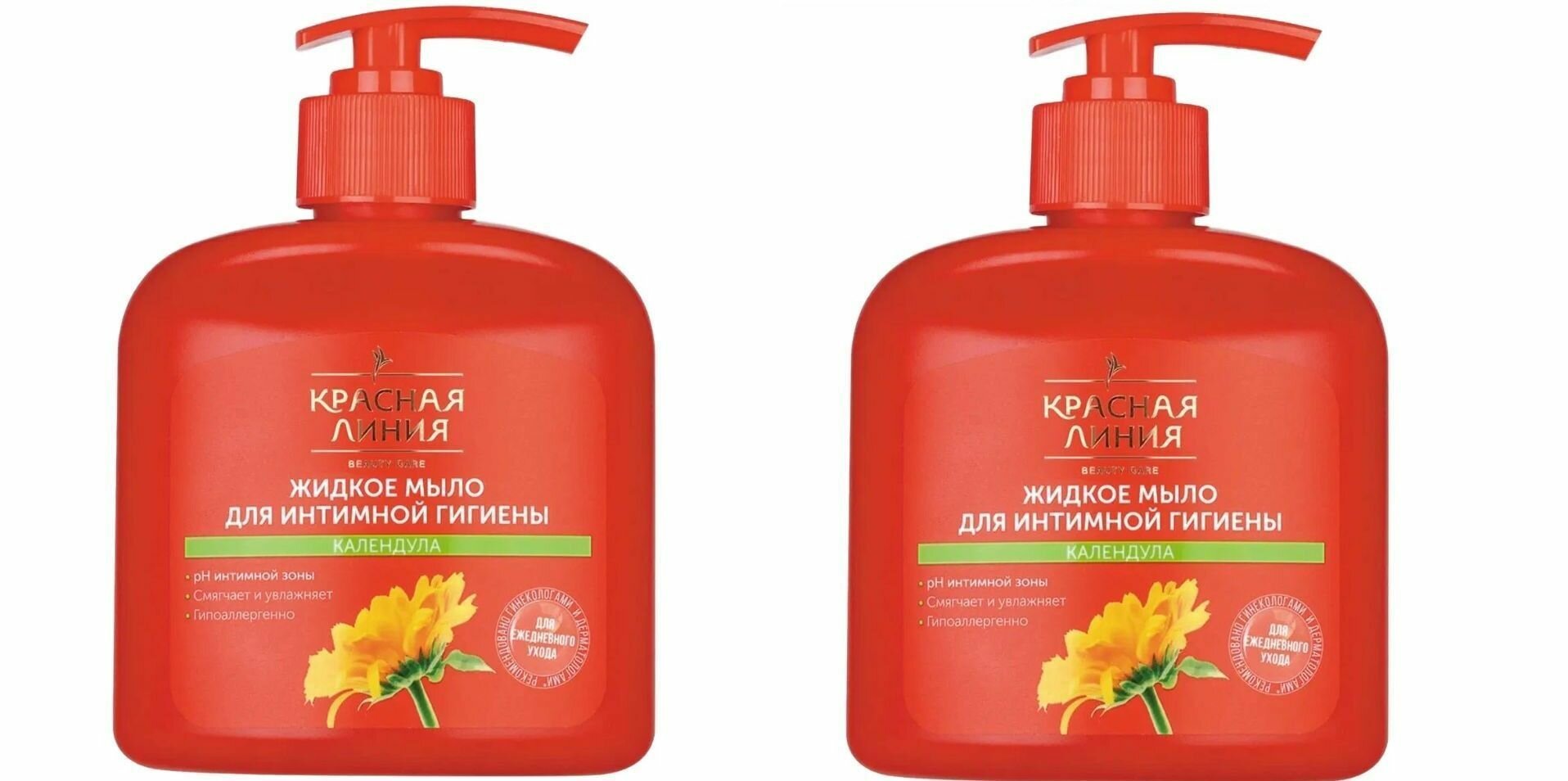 Красная линия Крем-мыло жидкое для интимной гигиены Календула 250г, 2 шт