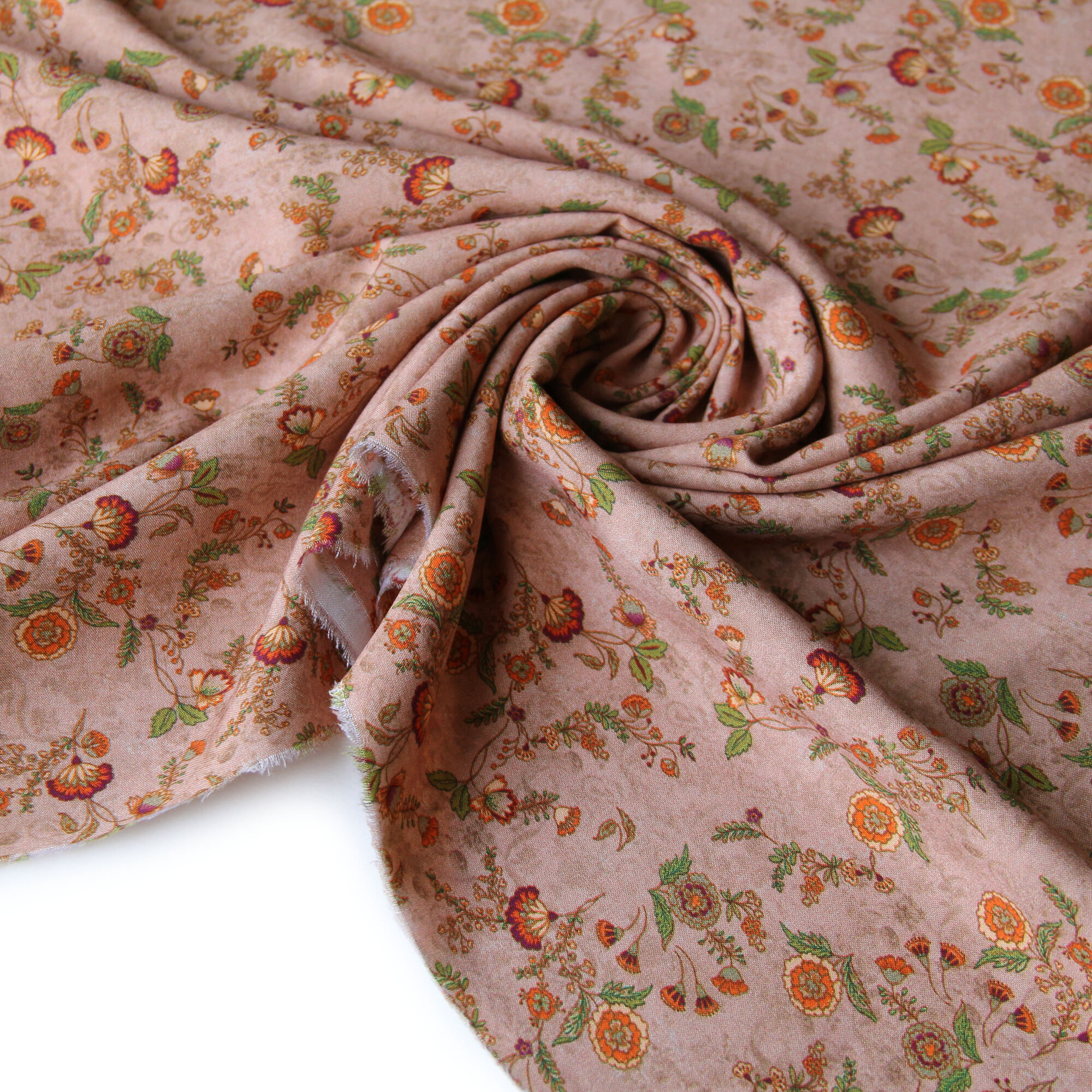 Плательная вискоза "Валори" цветы на коричневом 1,0 м