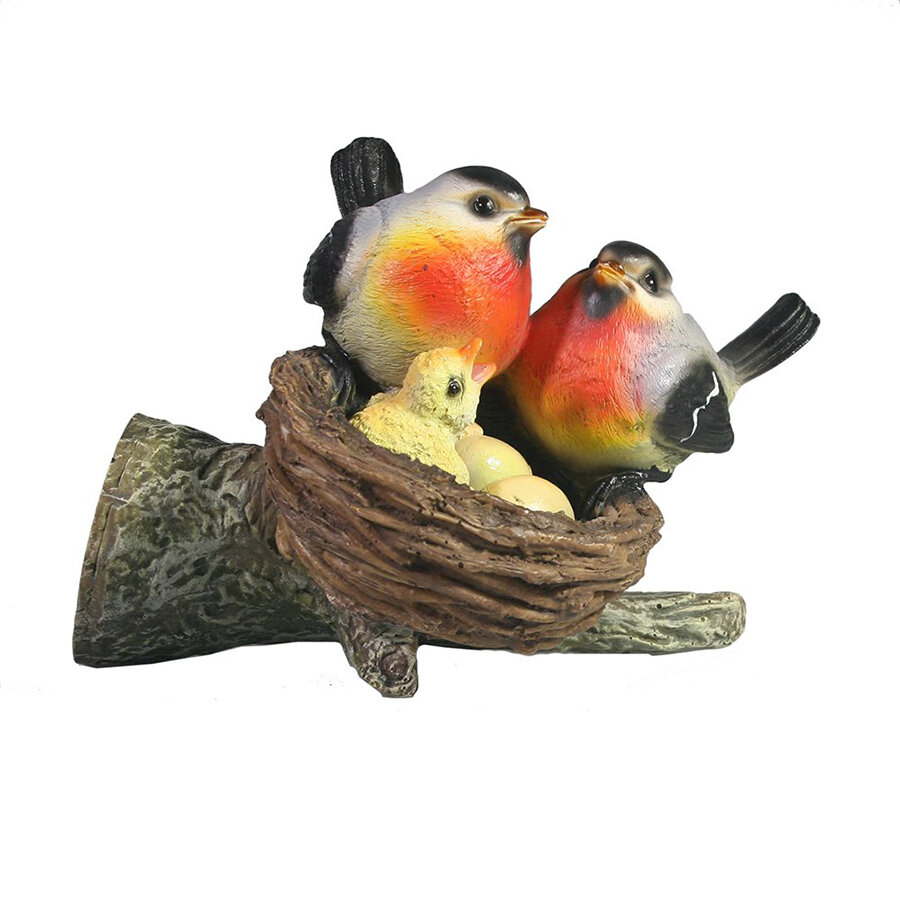 Фигура садовая навесная Гнездо со снегирями 18*10,5*14,5см. KSMR-718131/F595