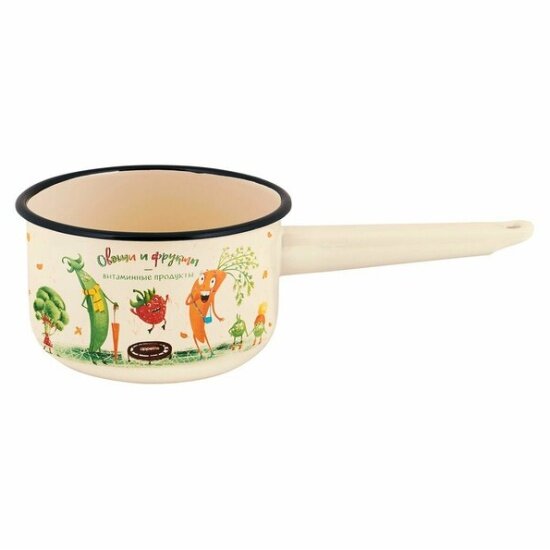 Ковш Appetite Веселые овощи эмал 1,5л цил без крышки (1с42с Веселые овощи)