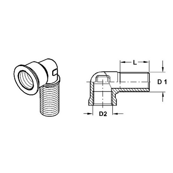 WABCO 893 890 860 0 (8938908600_WB) штуцер уголок m16-m16 90 (лр) с контргайкой и упл. в перегородку lр24