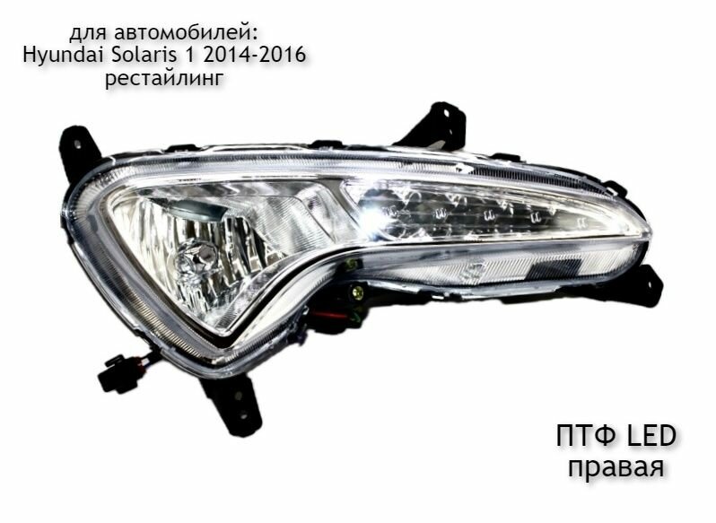 Противотуманная фара LED правая для Hyundai Solaris 1 2014-2016 (рестайлинг)
