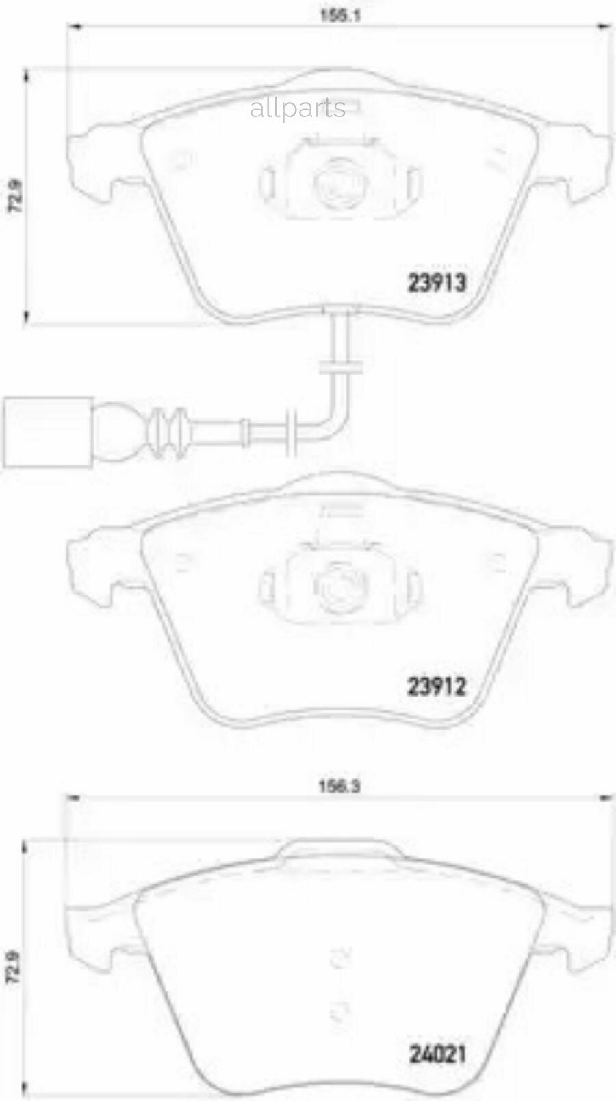 BREMBO P85129 P85129 колодки дисковые передние!\ Audi A3, VW Passat/Golf V 1.6-3.2i/1.9TDi 02> с датч.