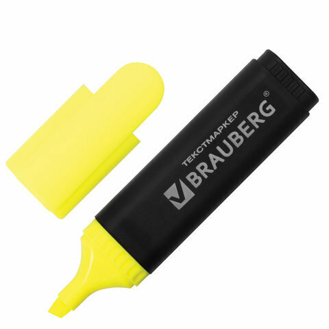 Текстовыделитель BRAUBERG "Contract", желтый, линия 1-5 мм, 150389