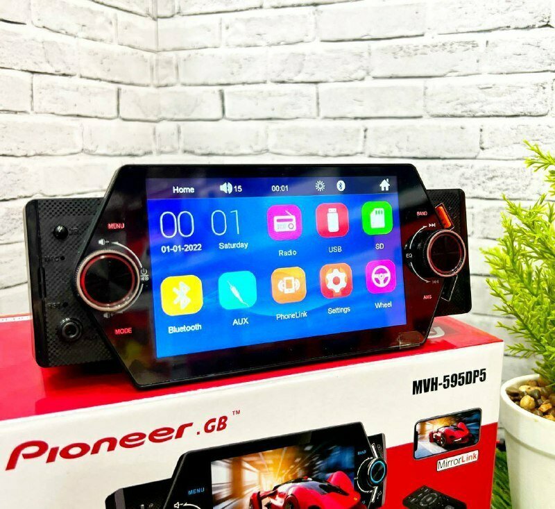 Автомагнитола Pioneer.GB - 595 55W с сенсорным экраном Bluetooth AUX USB 1Din 5 Дюймов