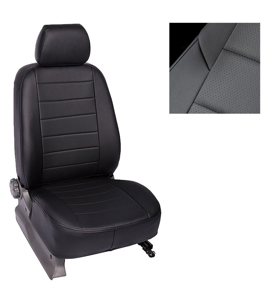 Чехлы из экокожи Seintex для Volkswagen Jetta VII (без заднего подл.) 2018-н. в. (черные, 97833)