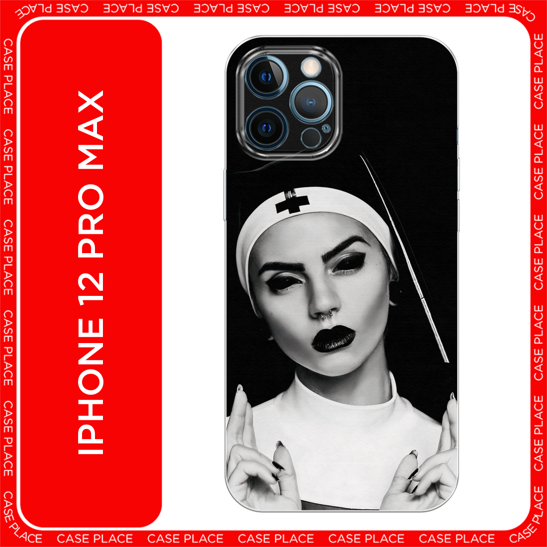 Чехол на Apple iPhone 12 Pro Max / Айфон 12 Про Макс с принтом Черная монашка