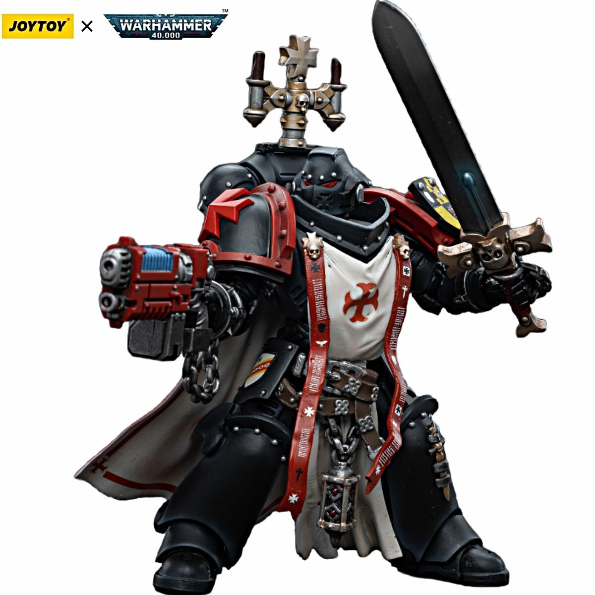 Подвижная фигурка JOYTOY Боевой молот 40K 1:18 Black Templars Sword Brethren Brother Lombast День Рождества Подарочная модель
