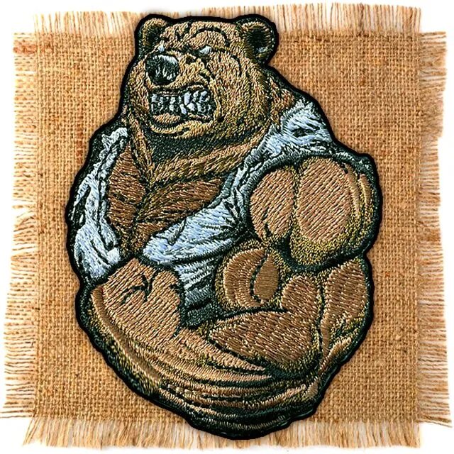 Нашивка на одежду шеврон на клеевой основе медвежонок качок 5,7х7,0см (№75)