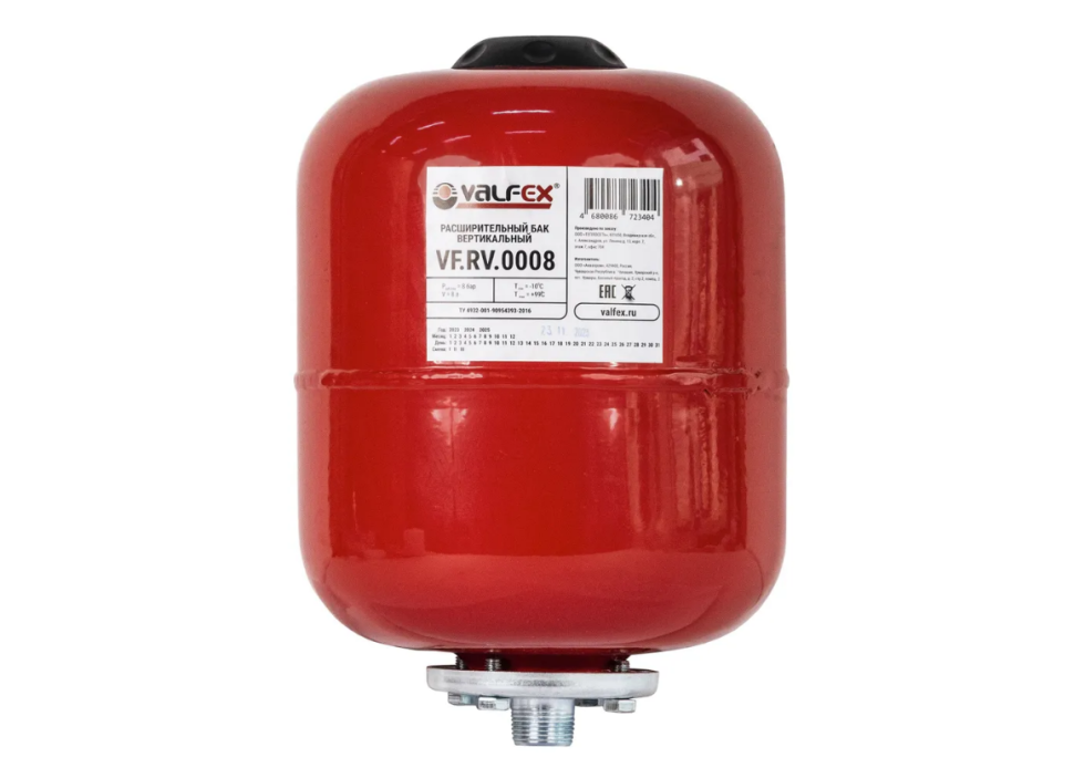 VALFEX . RV (VF. RV.0008), Расширительный бак вертикальный, 8л, красный