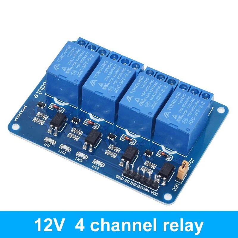 Релейный модуль TZT 1-16 каналов 1PCS, 12V 4 channel relay