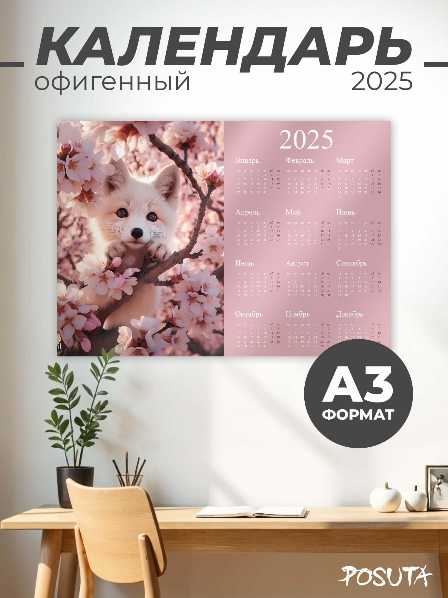 Календарь настенный 2025 год Лиса