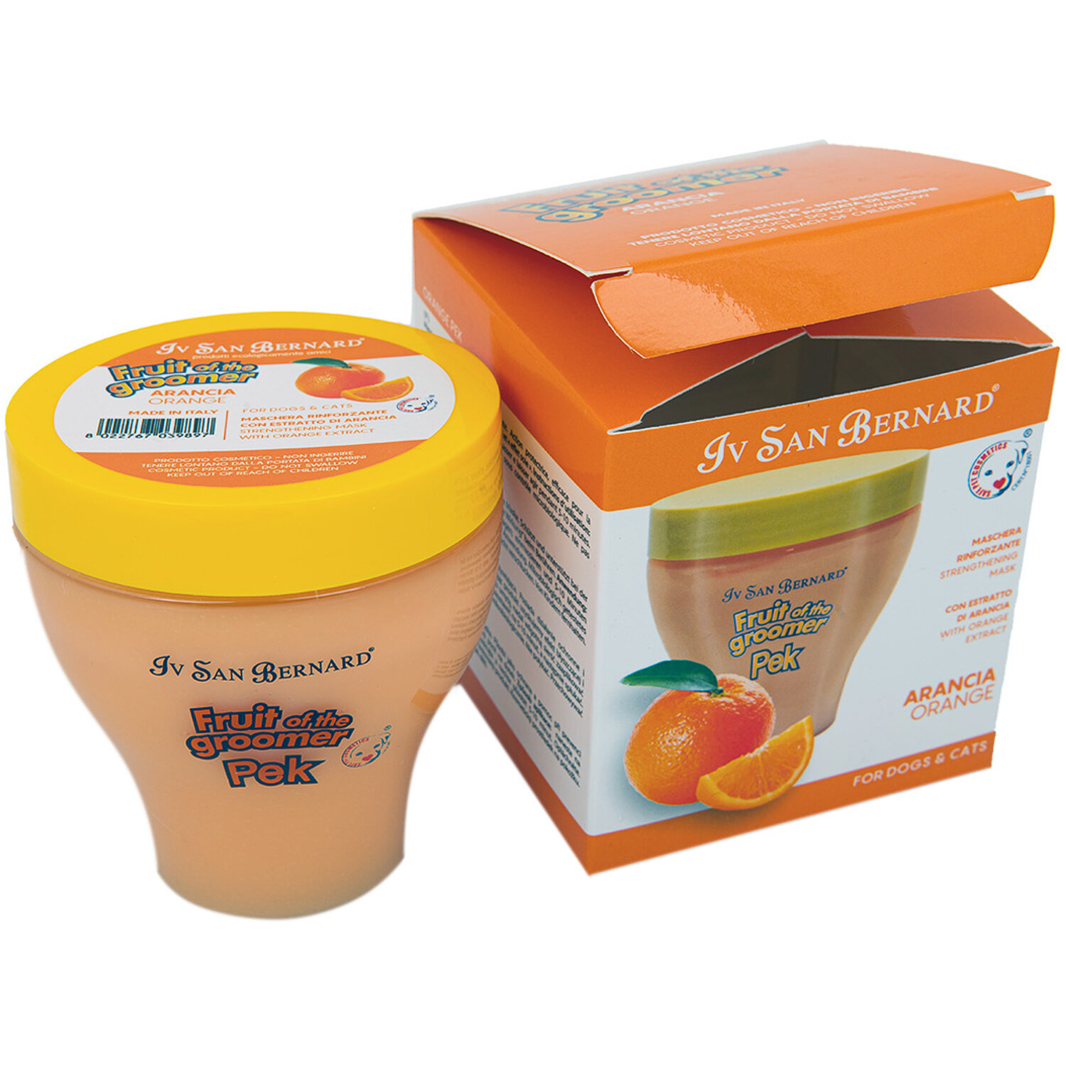 Маска Iv San Bernard Fruit of the Groomer Orange, восстанавливающая для слабой выпадающей шерсти с силиконом 250 мл