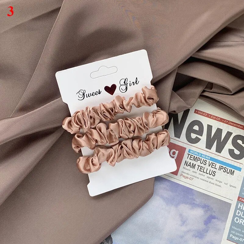 3 шт, атласные резинки для волос Бежевый, 10