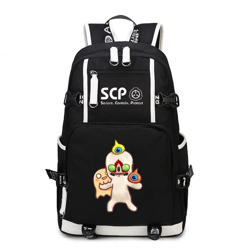 Черный рюкзак для книг SCP Secure с защитой, школьные сумки с мультипликационным рисунком, 15