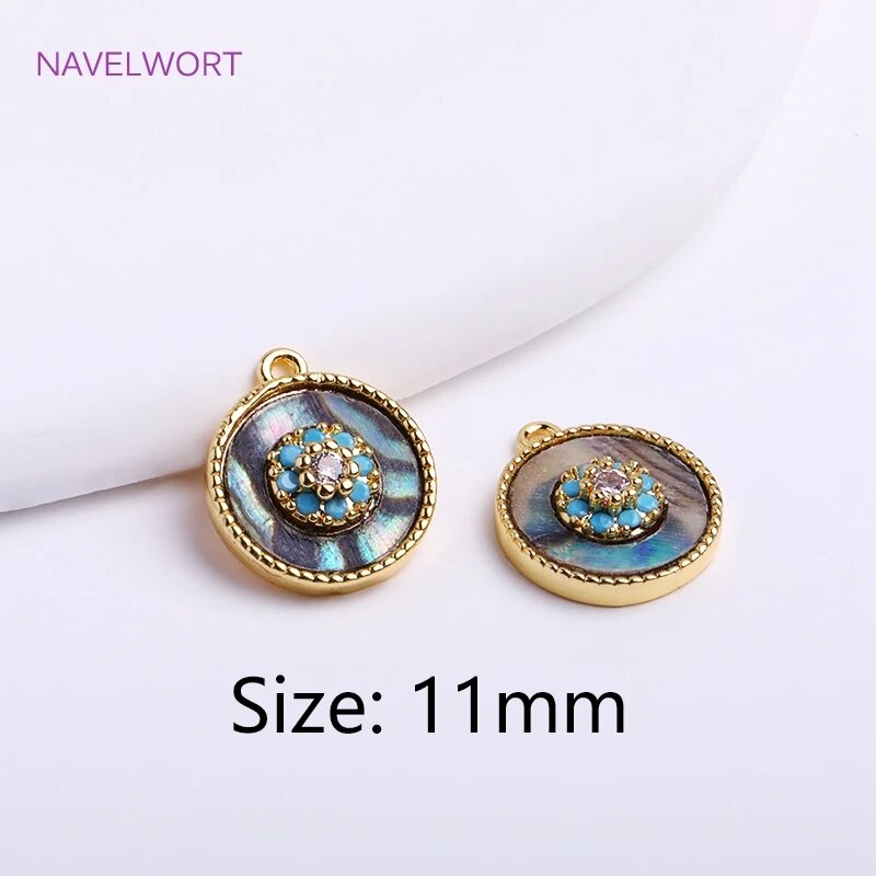 Фурнитура для украшений NAVELWORT, подвески глаз Фатима, 11 мм, позолоченная 14K gold plated