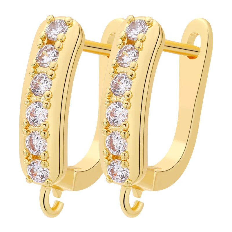 Juya Основа для сережек из меди с цирконом, набор из 6 штук 3 Pairs-6 Pieces, Gold