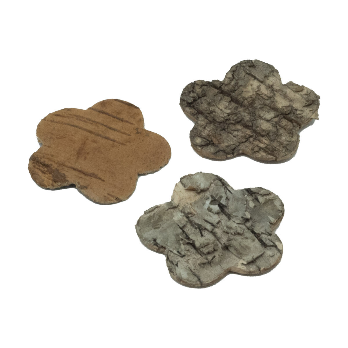 YW199 Декоративные элементы из коры дерева 'Цветок' , 4,5см, 12шт/уп (нат/дерево)