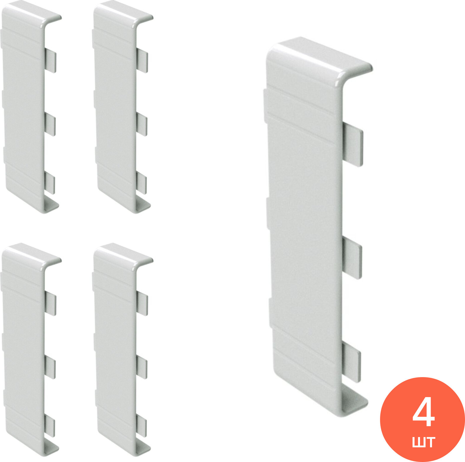 Накладка на стык крышки DKC / ДКС GAN 60, пластиковая, белая, размером 63.9×34.8мм / аксессуары для кабель каналов (комплект из 4 шт)