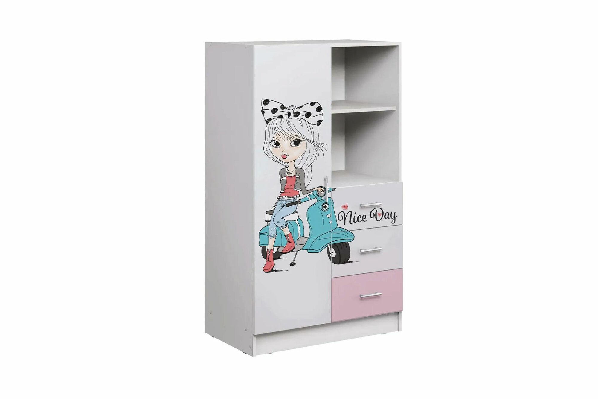 Шкаф комбинированный Вега ЛДСП FASHION 1 Белый/розовый