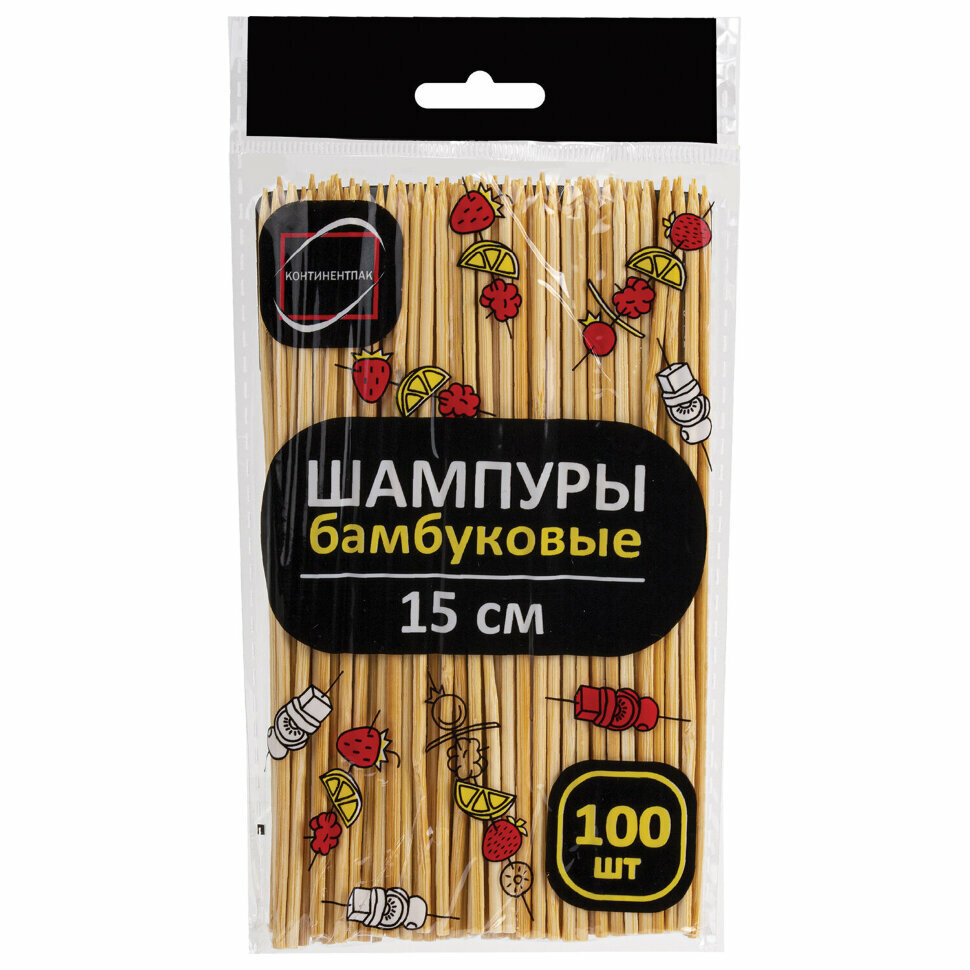 Шпажки-шампуры для шашлыка бамбуковые 15 см, 100 штук, КП, 137599, 700659