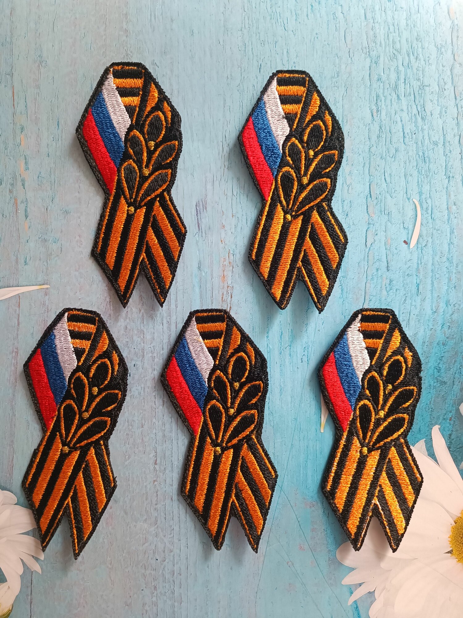 Нашивка 9 мая /георгиевская лента, 5 штук, 10х4,5 см