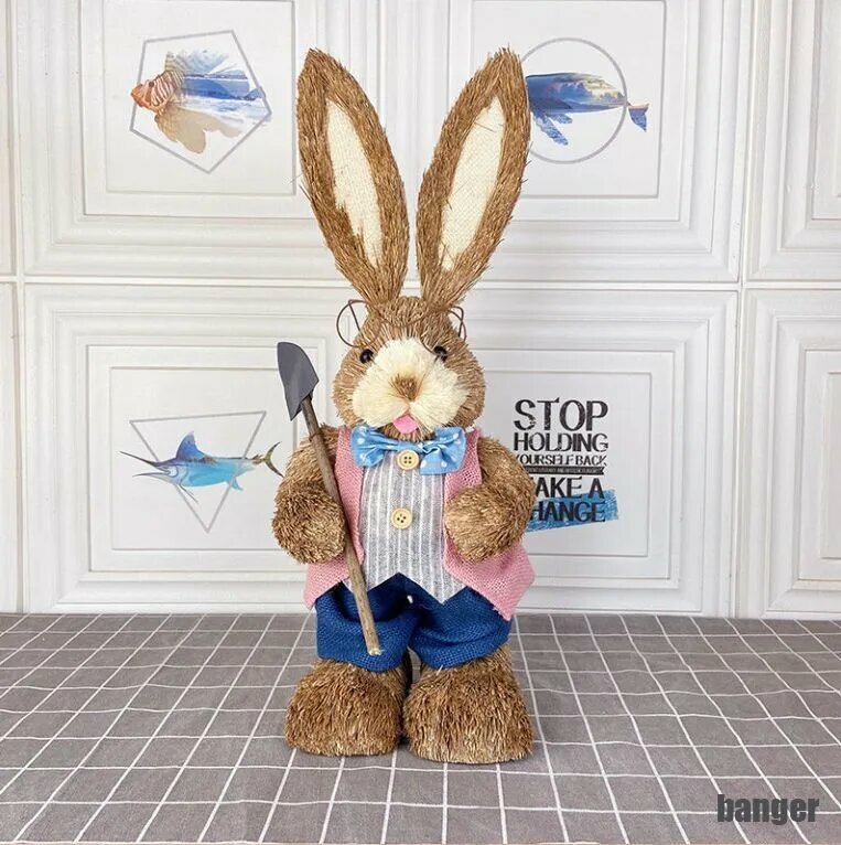 Пасхальный заяц из соломы , 45 * 14 см , пасхальный декор