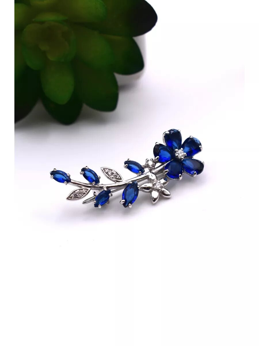 Брошь, серебро, 925 проба, родирование, кварц