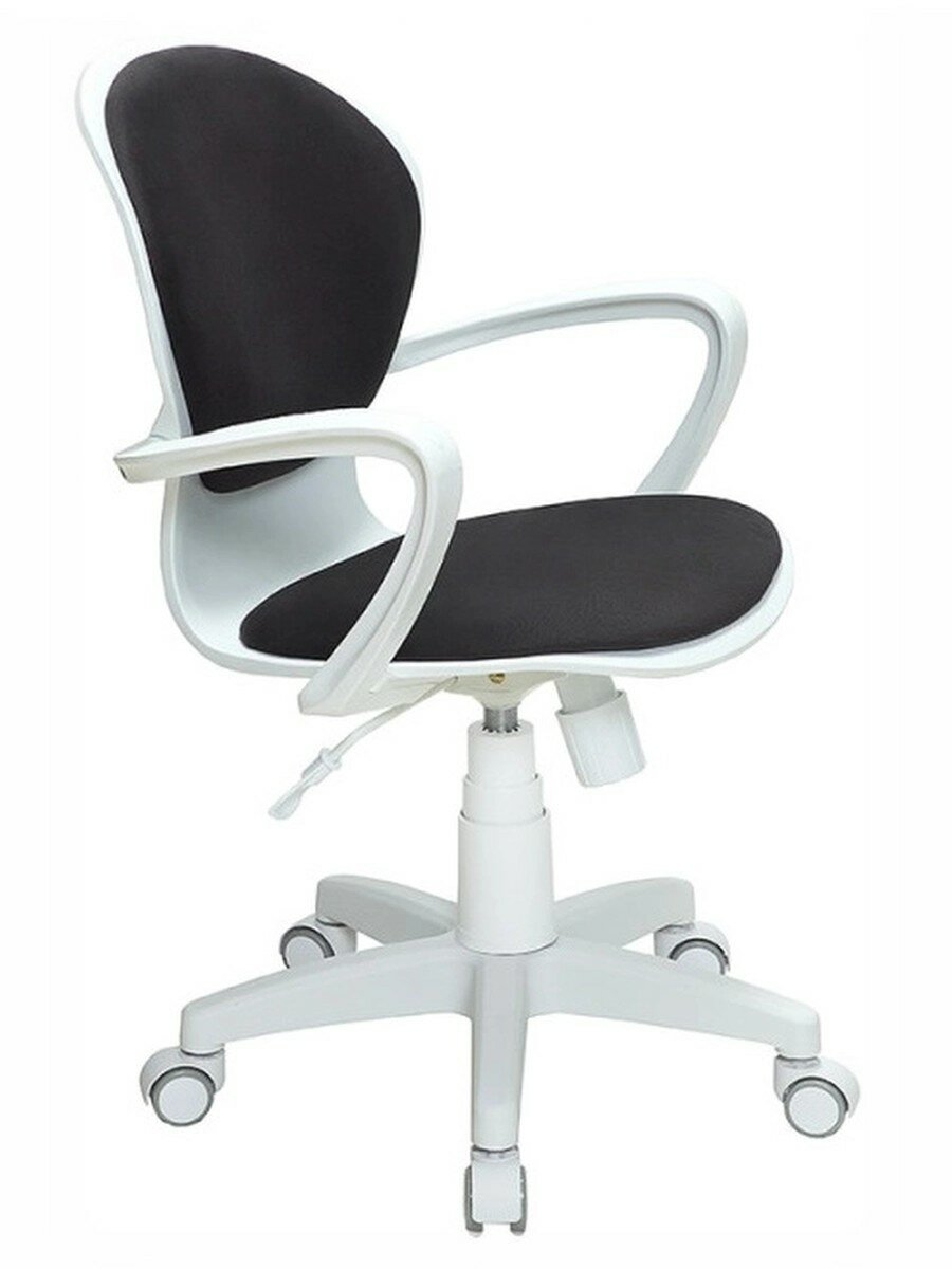 Детское компьютерное кресло КР Bloom White, с механизмом качания, обивка, велюр черный