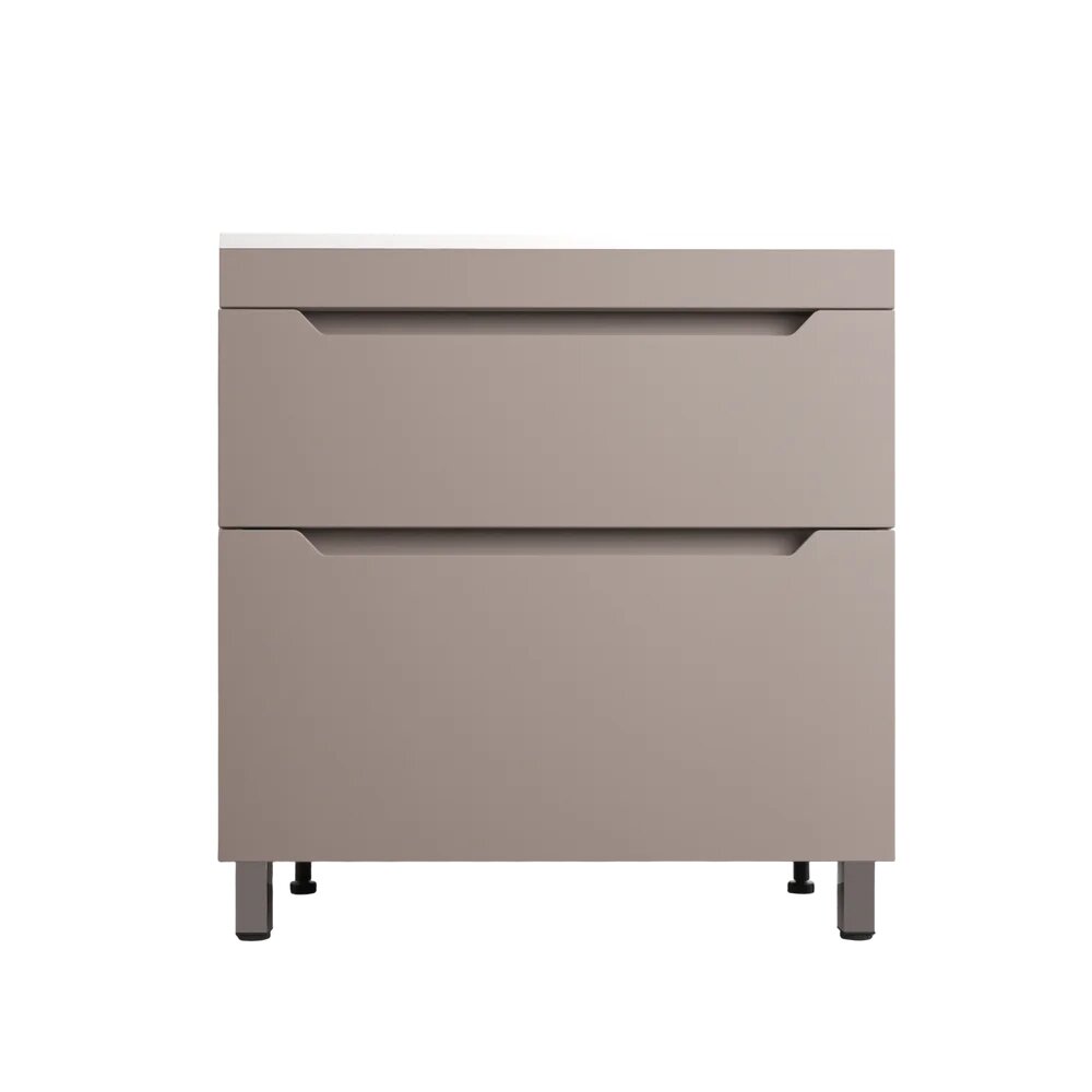 Тумба под раковину без столешницы Style Line Остин 80 напольная, с ножками, бежевая, коричневая, матовая, из МДФ, тумба для ванной, с ящиками, с доводчиками