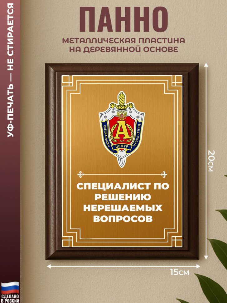 Настенный диплом "Специалист по решению нерешаемых вопросов" спецназ Альфа